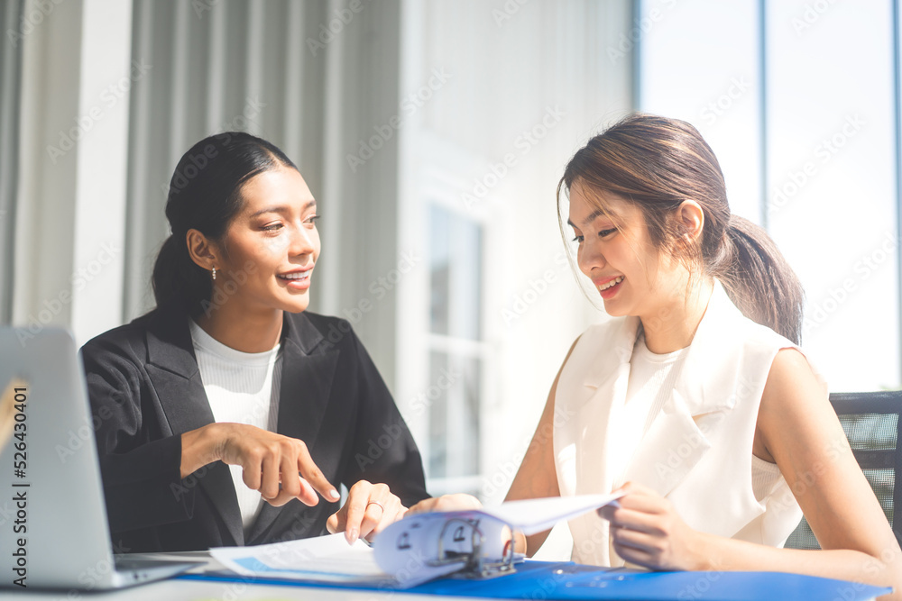 Southeast asian business woman people group working in office on day ...