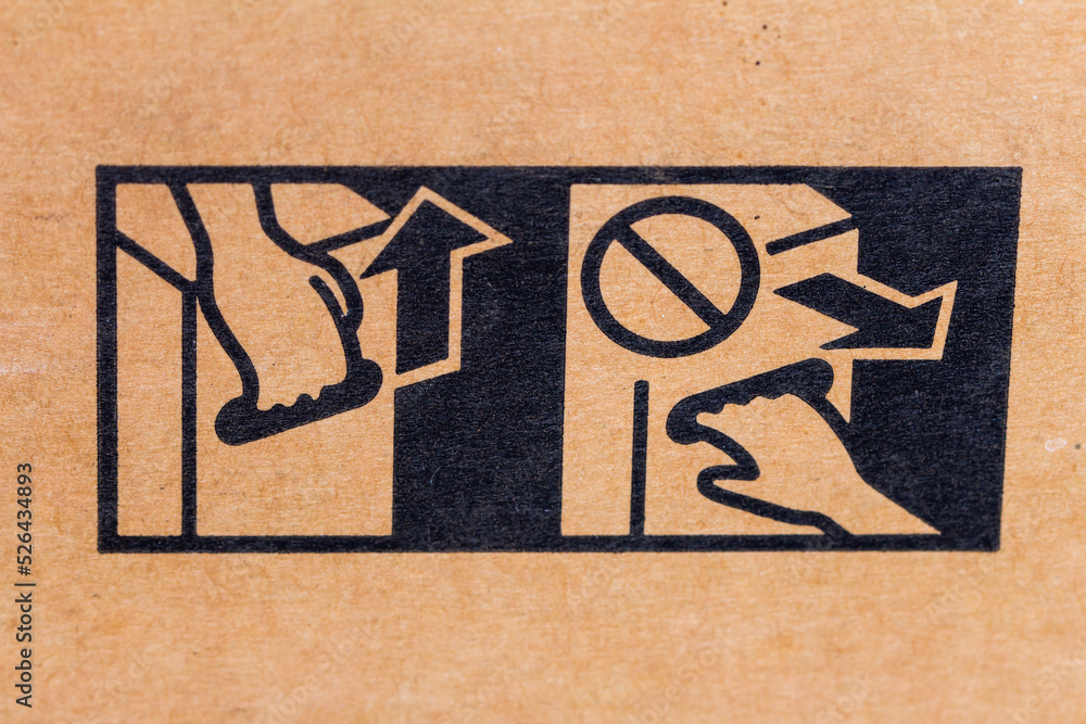 Packaging symbol to indicate not to pull the package and proper war way ...