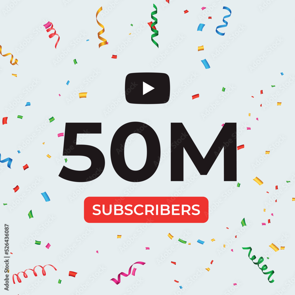Thank you 50M or 50 million subscribers celebration template. Premium ...