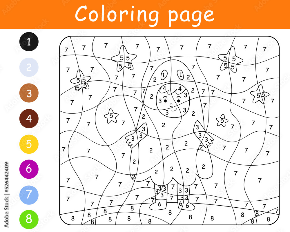 Color By Number Game For Kids Child In Costume Ghost Halloween Party Color By Number Game For Kids Child In Costume Ghost Halloween Party