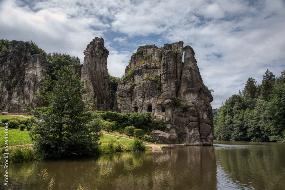 Natural and cultural monument Externsteine in the Teutoburg Forest in ...