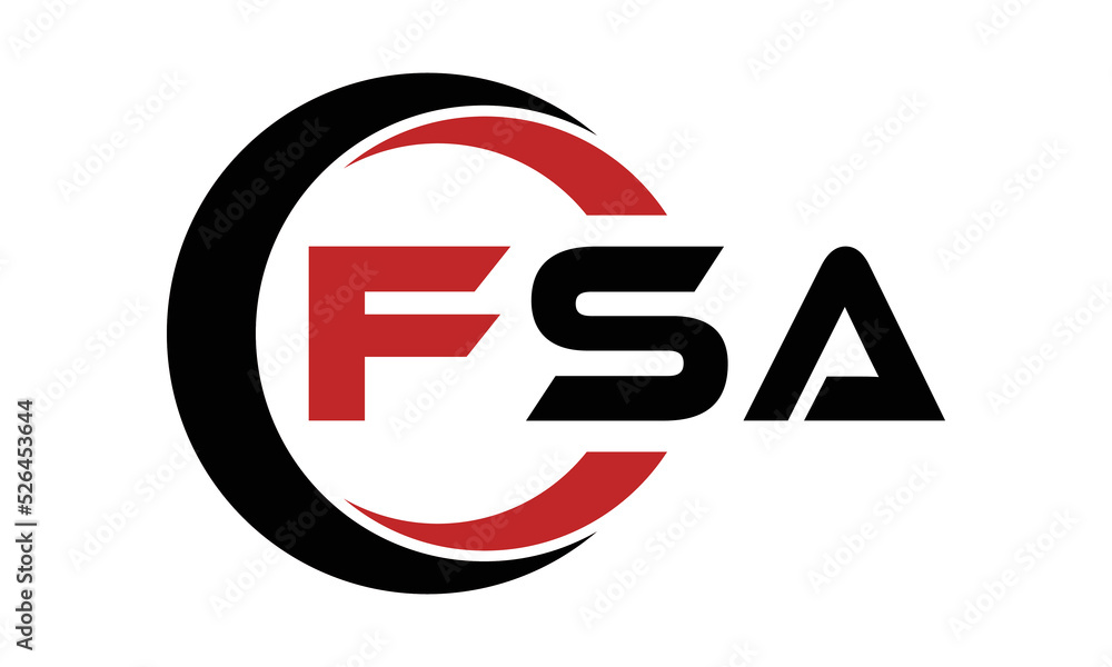 FSA three letter swoosh logo design vector template | monogram logo ...