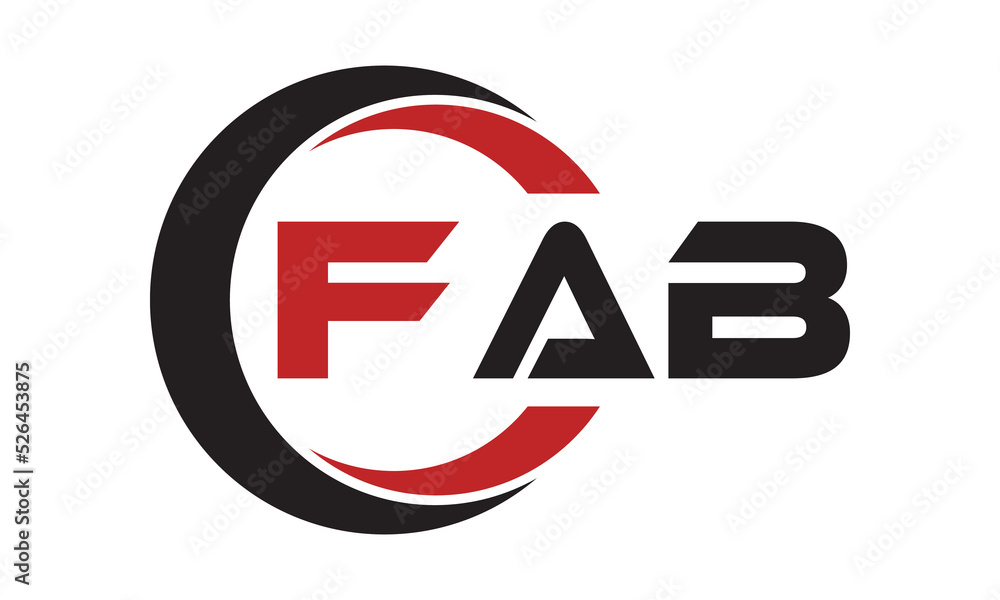 FAB three letter swoosh logo design vector template | monogram logo ...