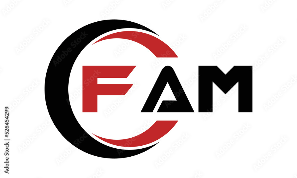 Vetor do Stock: FAM three letter swoosh logo design vector template ...