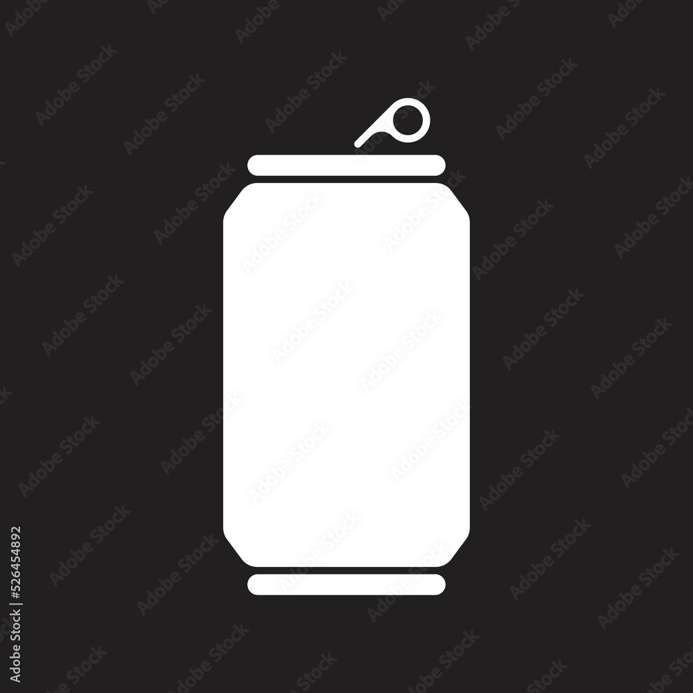 eps10 white vector aluminium soda can icon isolated on black background ...