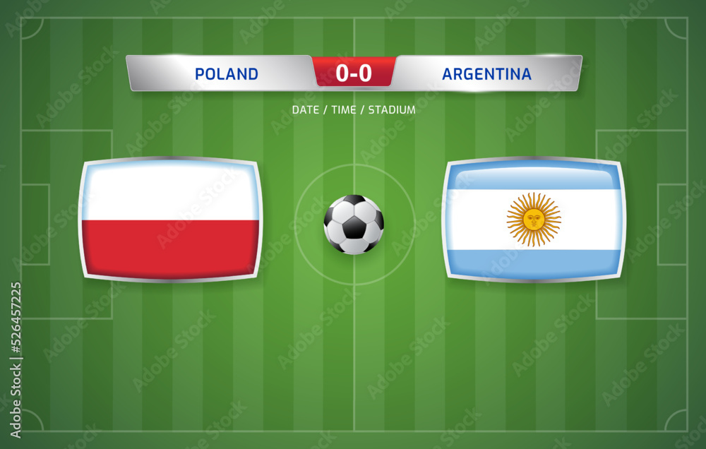 Poland vs Argentina scoreboard broadcast template for sport soccer ...