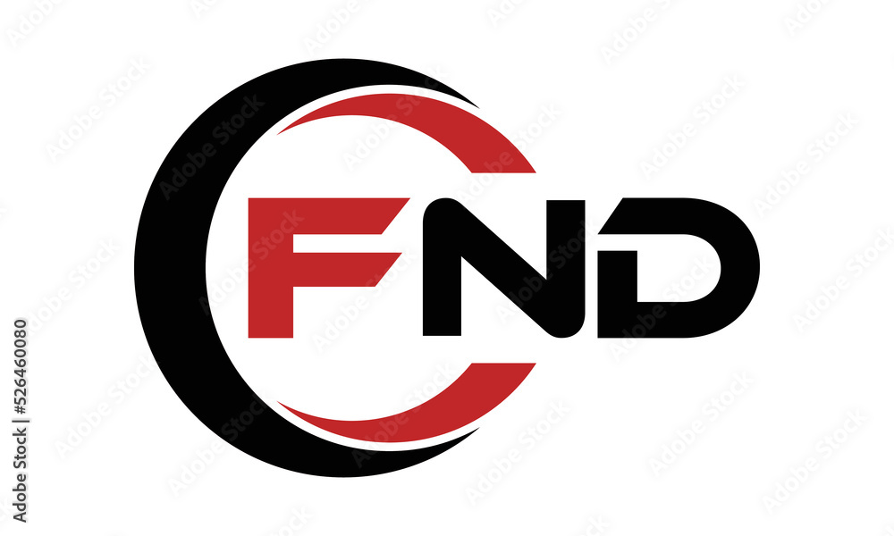 FND three letter swoosh logo design vector template | monogram logo ...