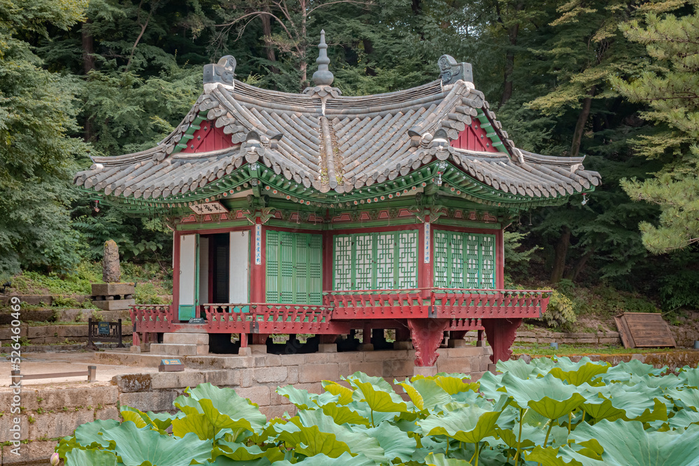 Colorful traditional Korean architecture building at the secret garden ...