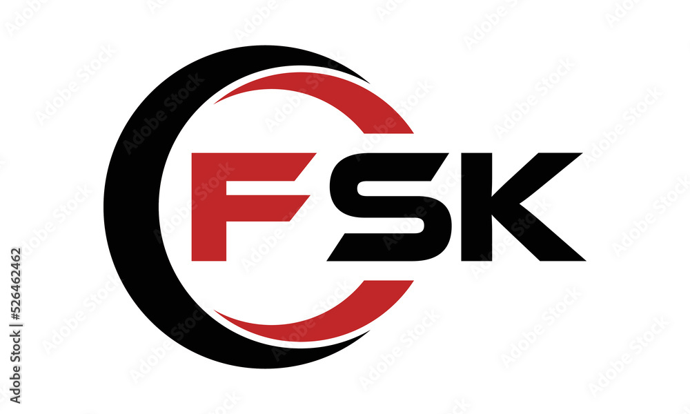 FSK three letter swoosh logo design vector template | monogram logo ...