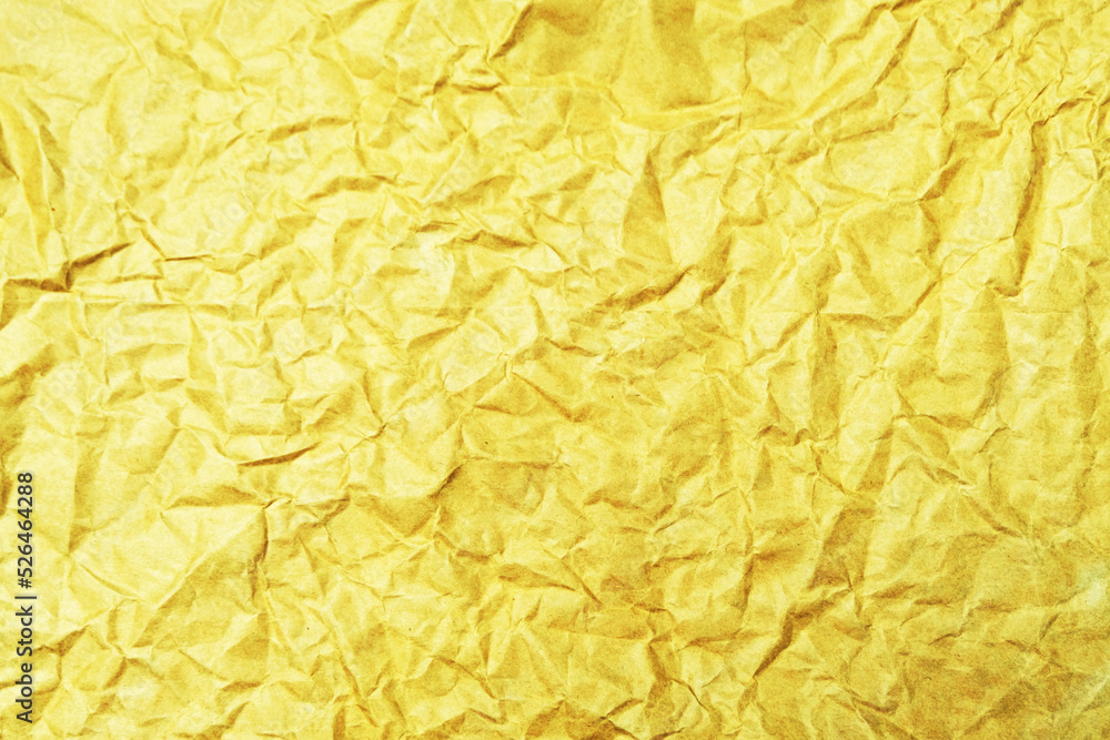 Yellow wrinkled paper texture, Yellow Crumpled paper texture background ...