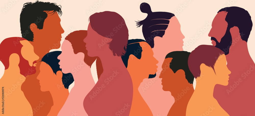 Vector flat cartoon illustration of a group of men and women from ...
