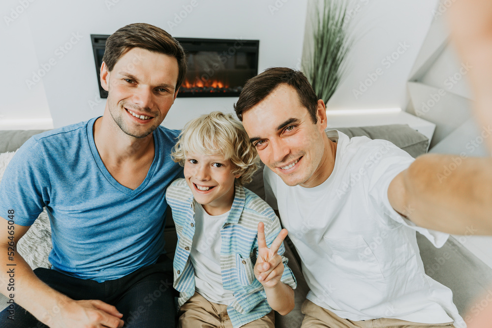 Lgbt family, gay couple with adopted son - LGBTQ rainbow family ...