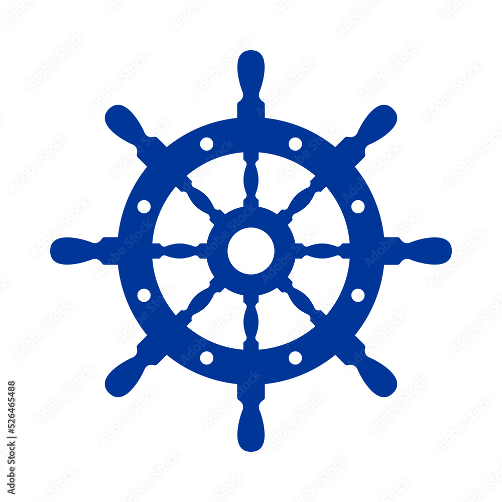 Silueta de timón de barco aislado en color azul Stock-Illustration ...