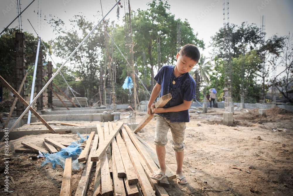child labor , World Day Against Child Labour concept. Stock Photo ...