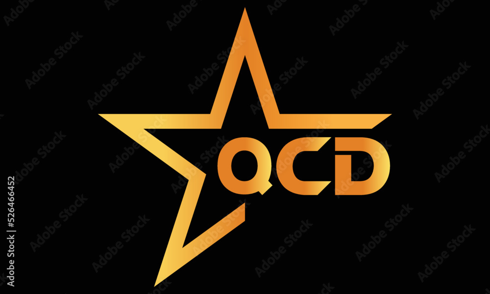 QCD golden luxury star icon three letter logo design vector template ...