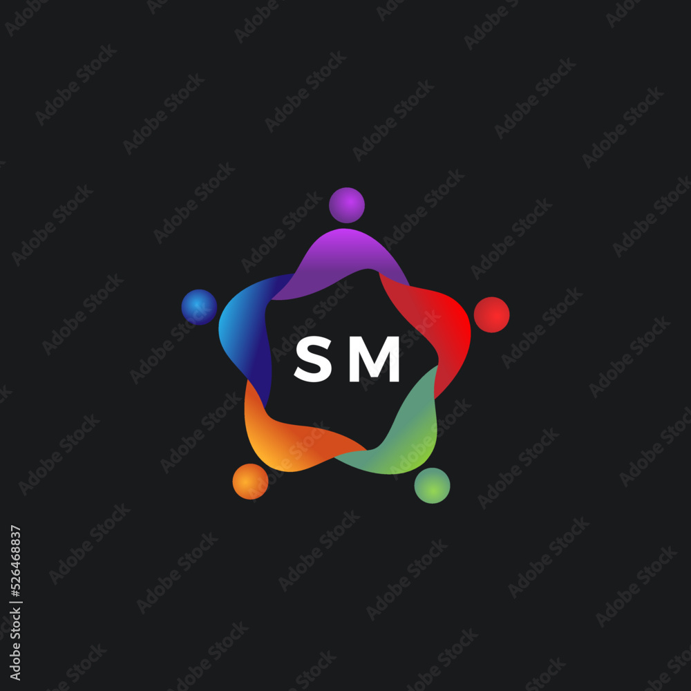 Initial letter SM Teamwork business people business id card icon vector ...