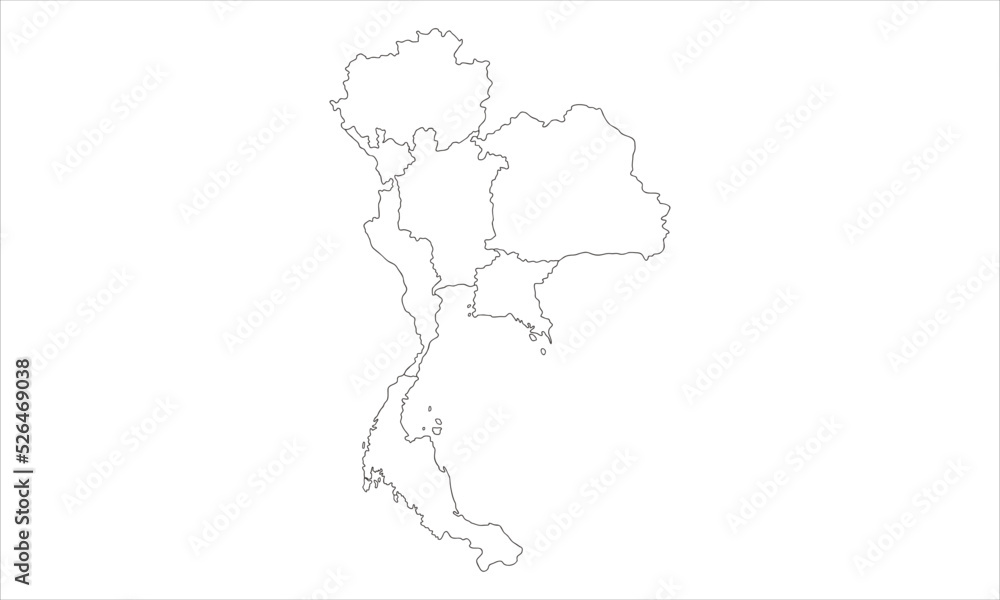 white background of Thailand map with line art design Stock Vector ...