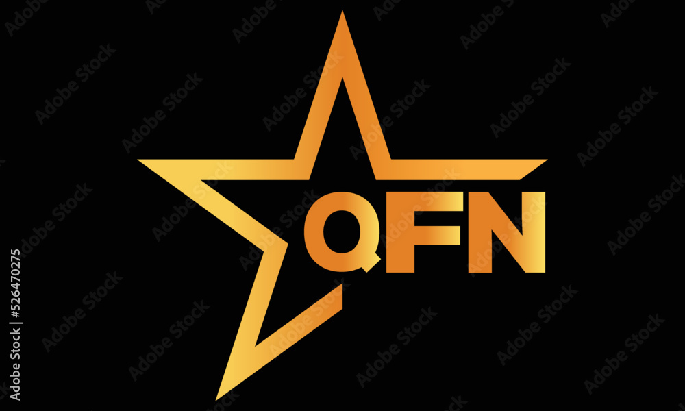 QFN golden luxury star icon three letter logo design vector template ...
