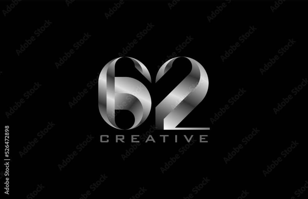 Vetor de Number 62 Logo. number 62 with silver colour, usable for ...