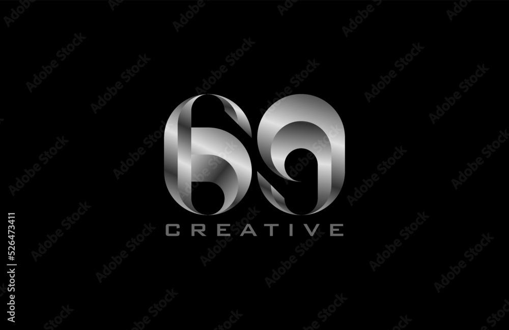 Number 69 Logo. number 69 with silver colour, usable for anniversary ...