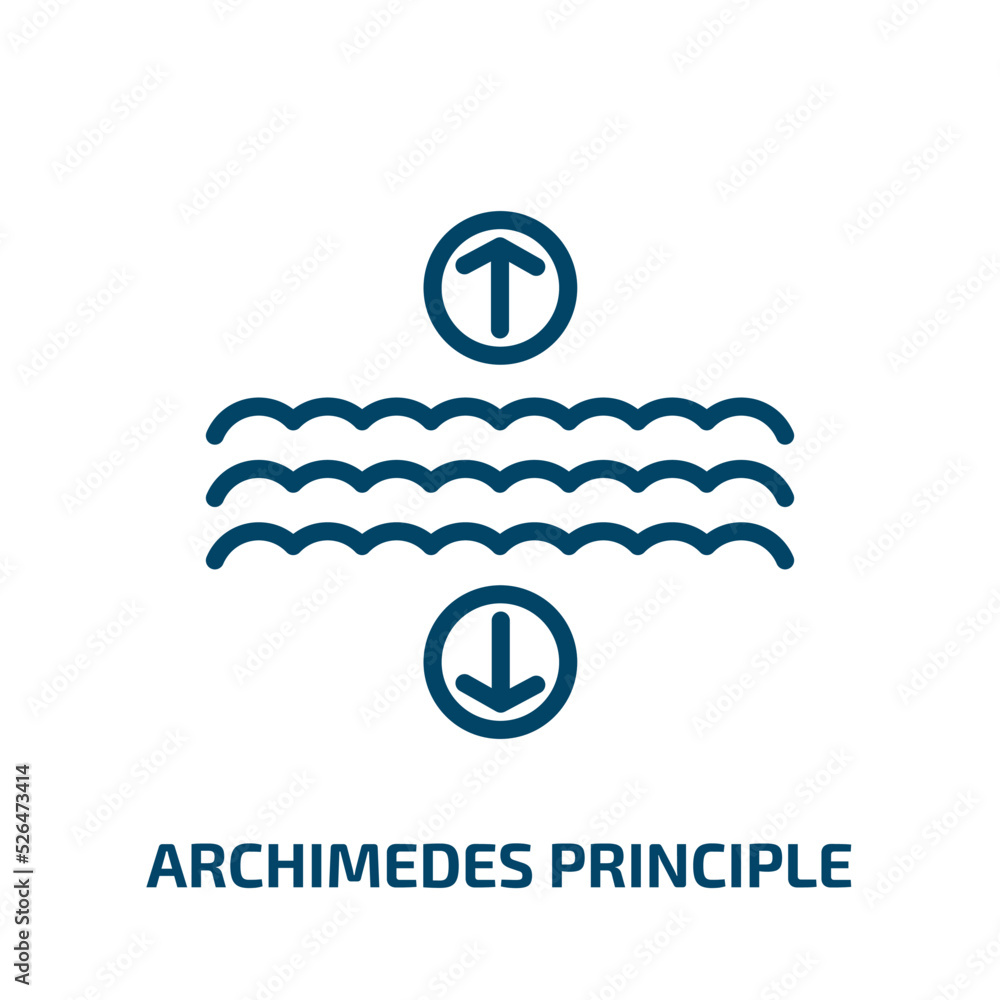 archimedes principle icon from education collection. Thin linear ...