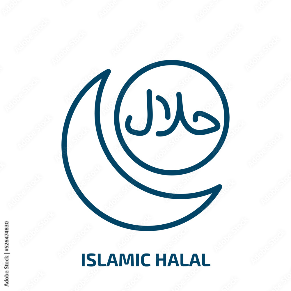 islamic halal icon from religion collection. Thin linear islamic halal ...