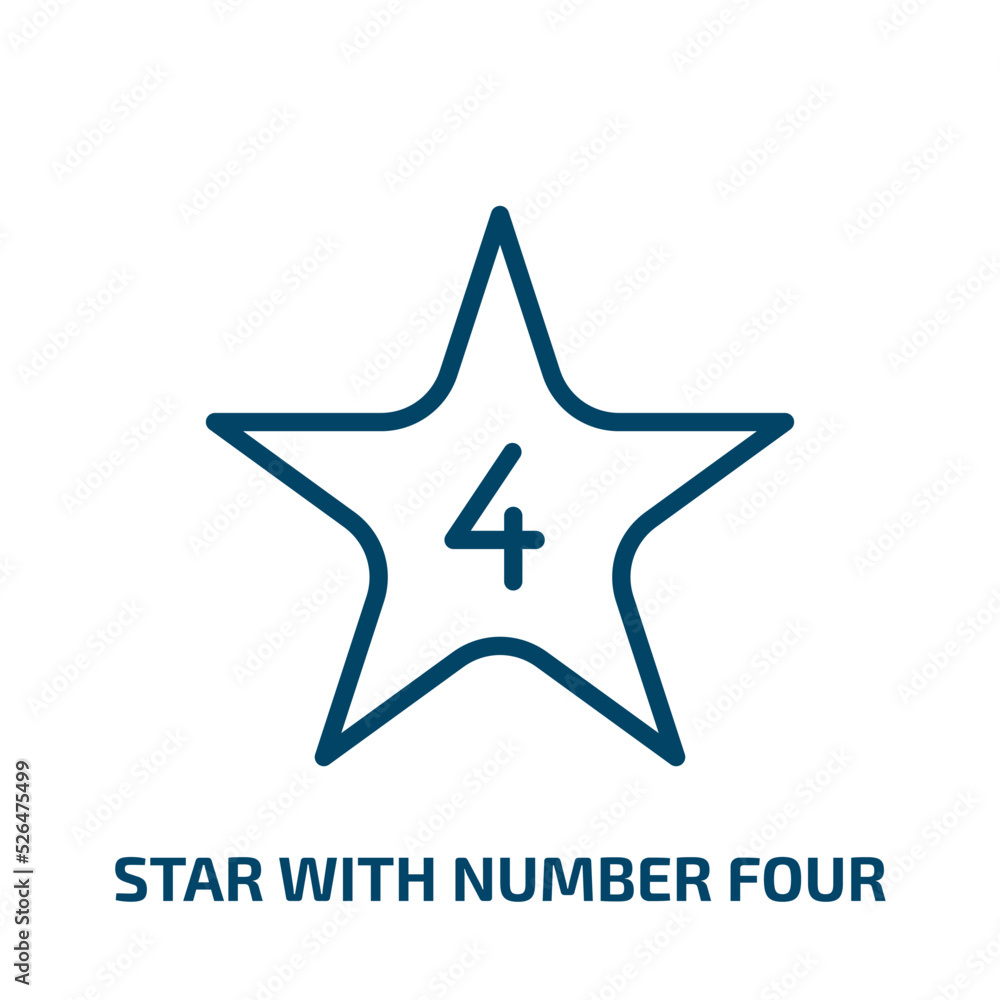 star with number four icon from shapes collection. Thin linear star ...