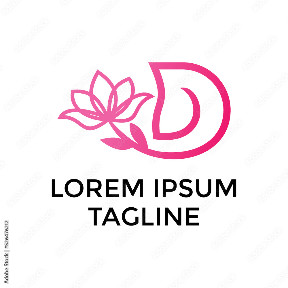 Initial D Flower Logo Design Vector Stock Vector | Adobe Stock
