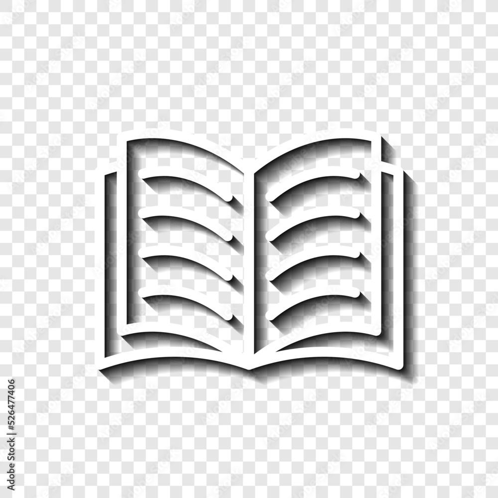 Open book simple icon vector. Flat design. White with shadow on transparent grid.ai Stock Vector ...