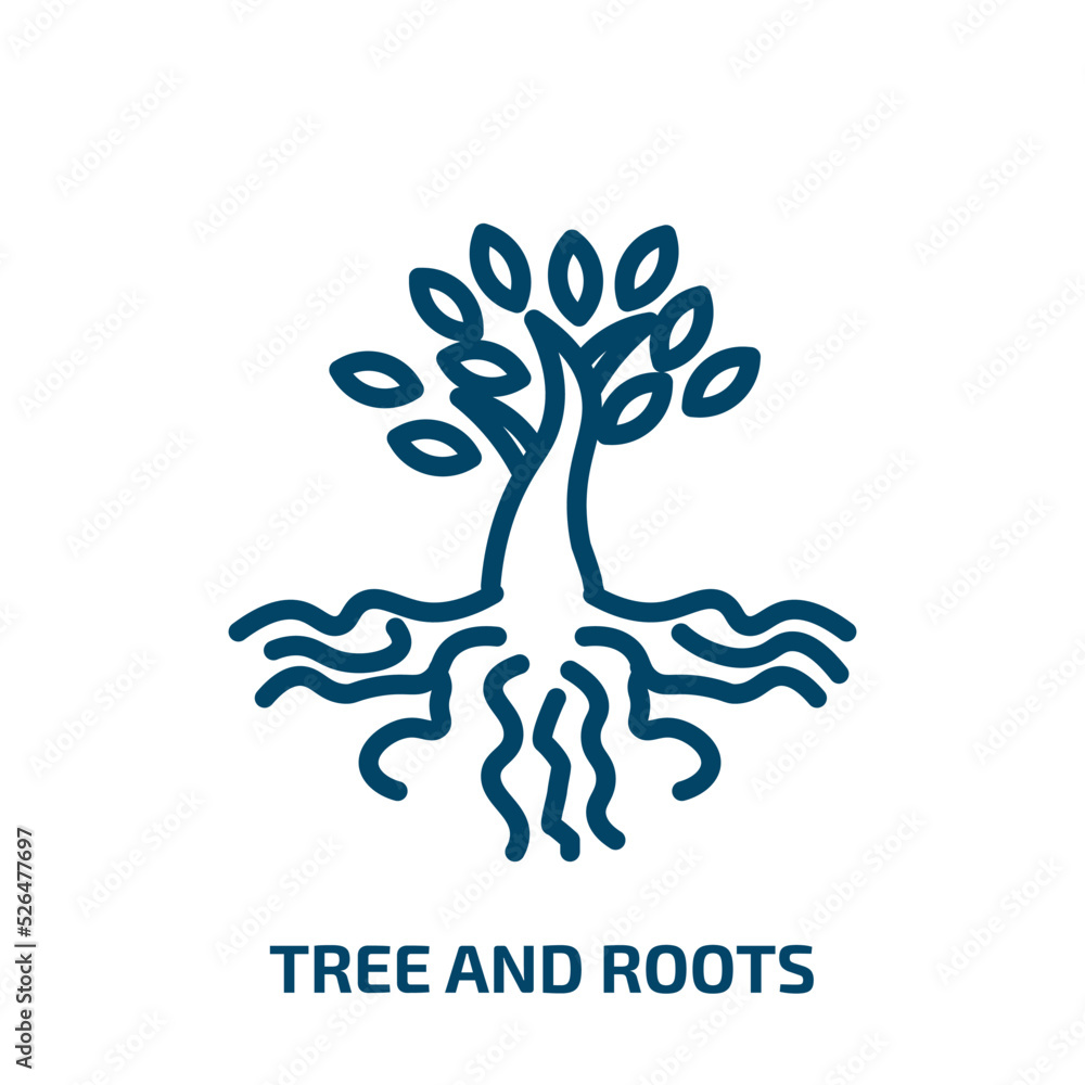 tree and roots icon from ecology collection. Thin linear tree and roots ...