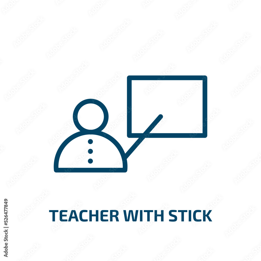 teacher with stick icon from education collection. Thin linear teacher ...