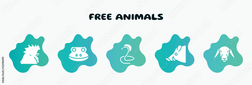 free animals filled icons set. flat icons such as frog head, poisonous ...