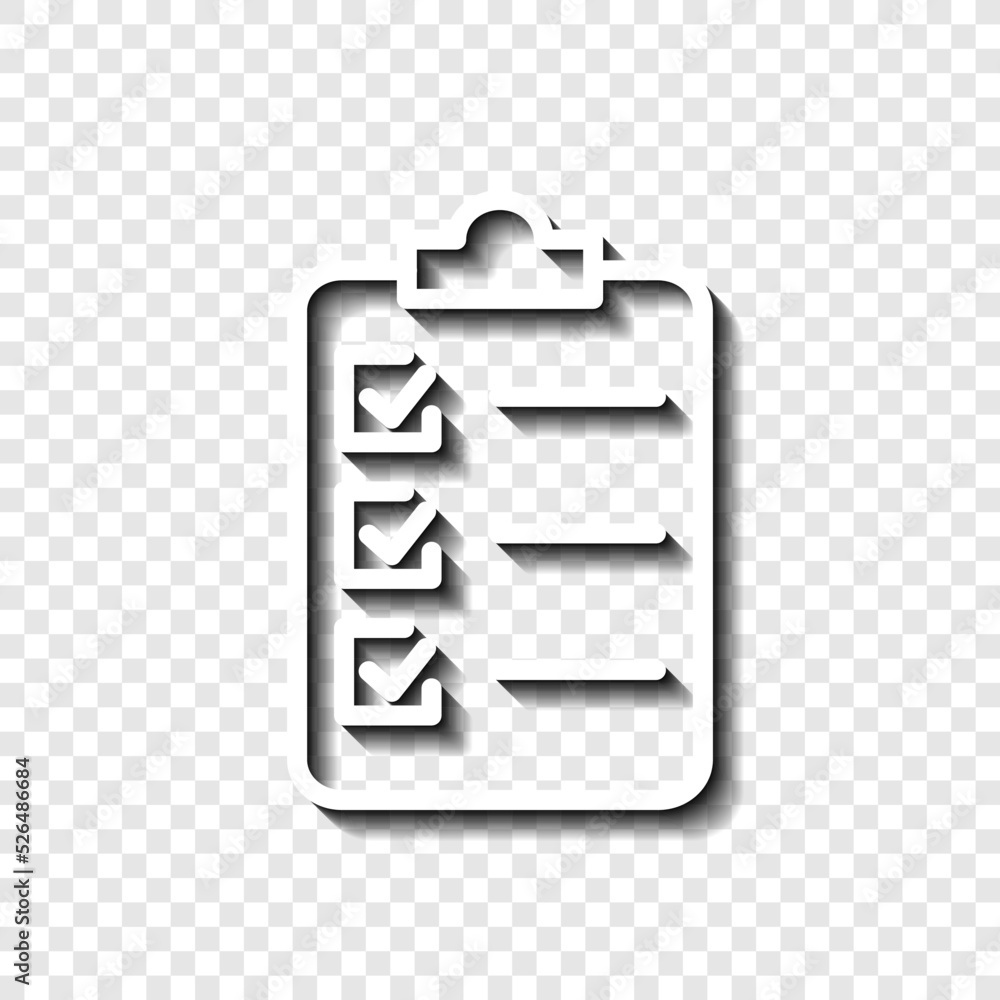 Clipboard and checklist simple icon vector. Flat design. White with ...