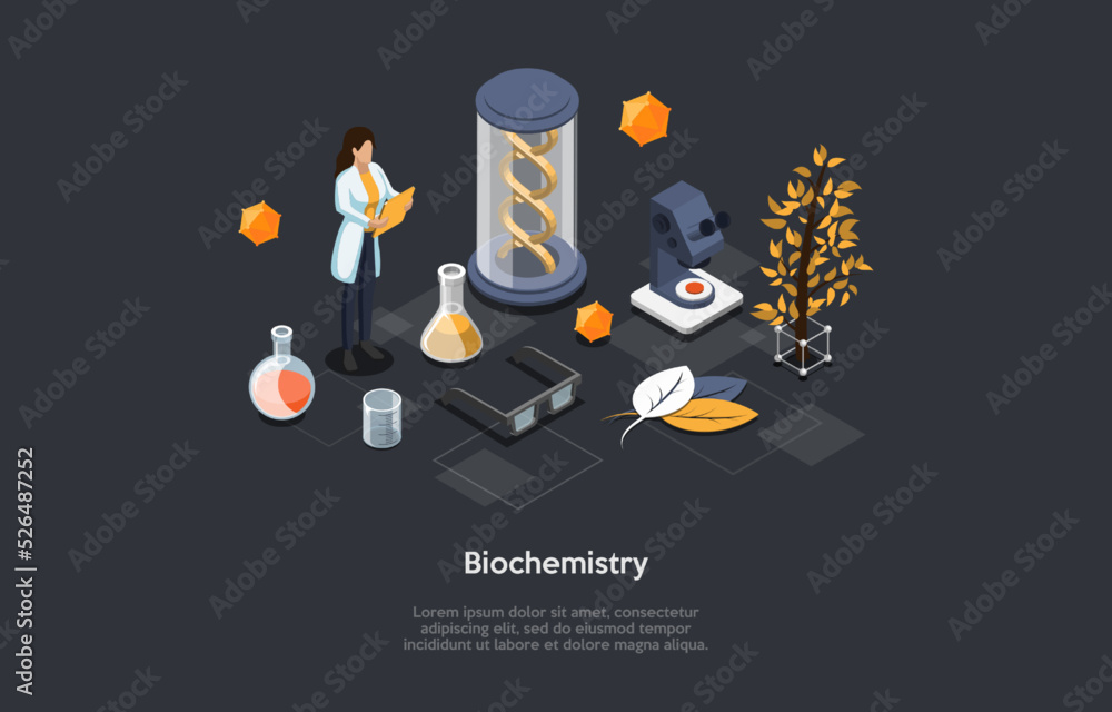 Concept Of Biochemistry. Scientist Man In Uniform Research DNA ...