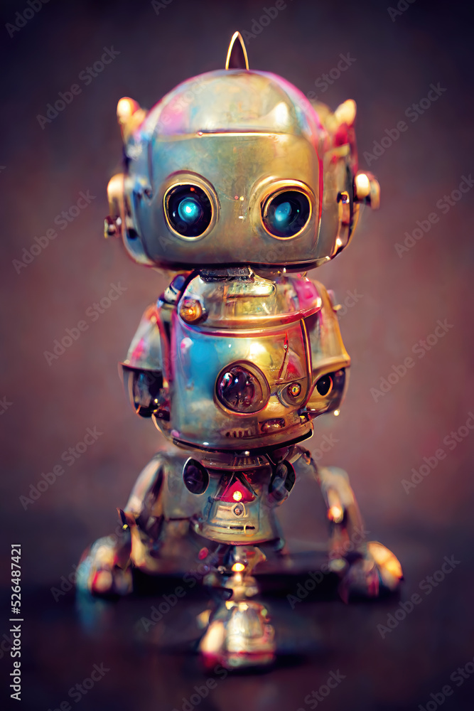 Cute vintage toy robot as metal machine Stock Illustration | Adobe Stock