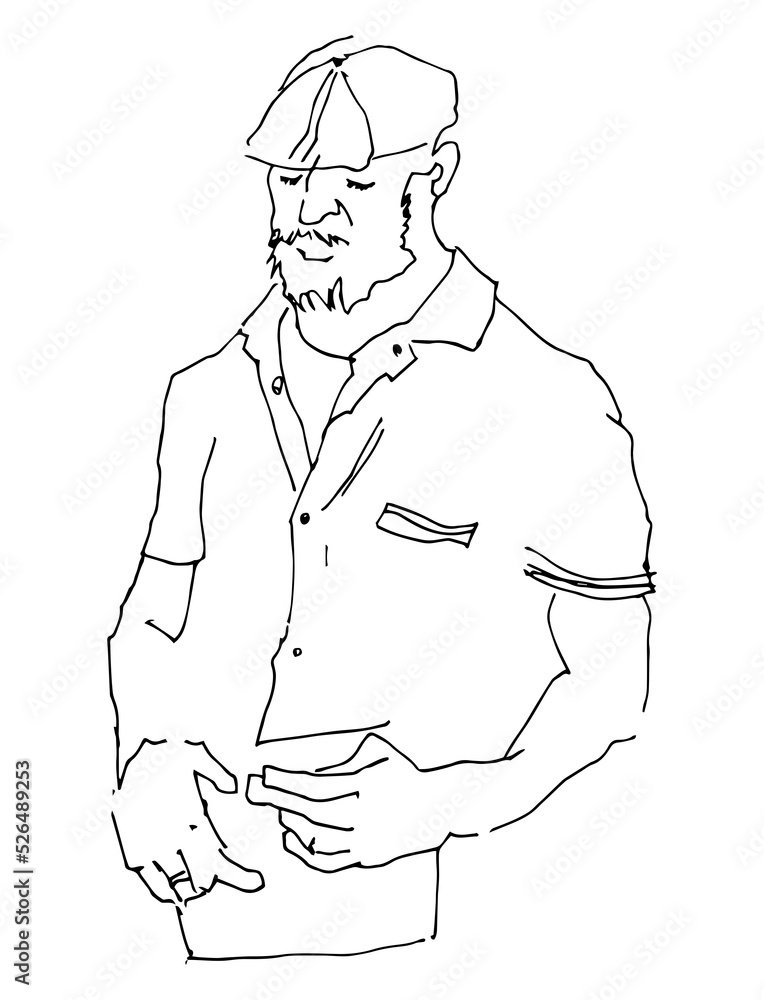 Hand drawn minimalistic line sketch abstract people realistic cartoon ...