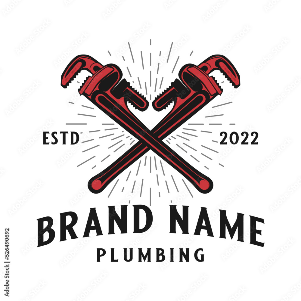 pipe service vector design logo. adjustable wrench concept, for home ...