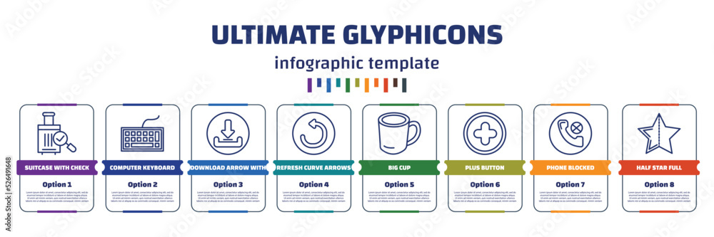 infographic template with icons and 8 options or steps. infographic for ultimate glyphicons ...