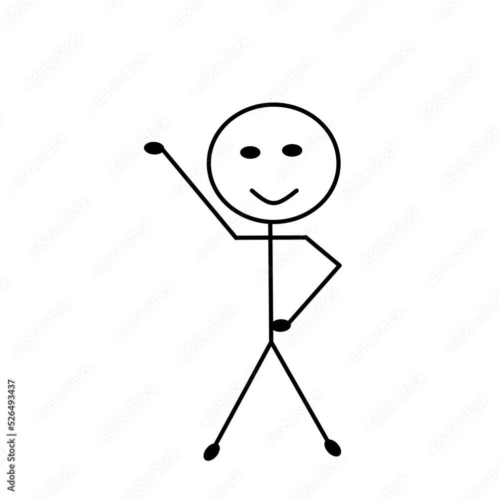 Vetor de stick man with different poses of standing, running, jumping ...