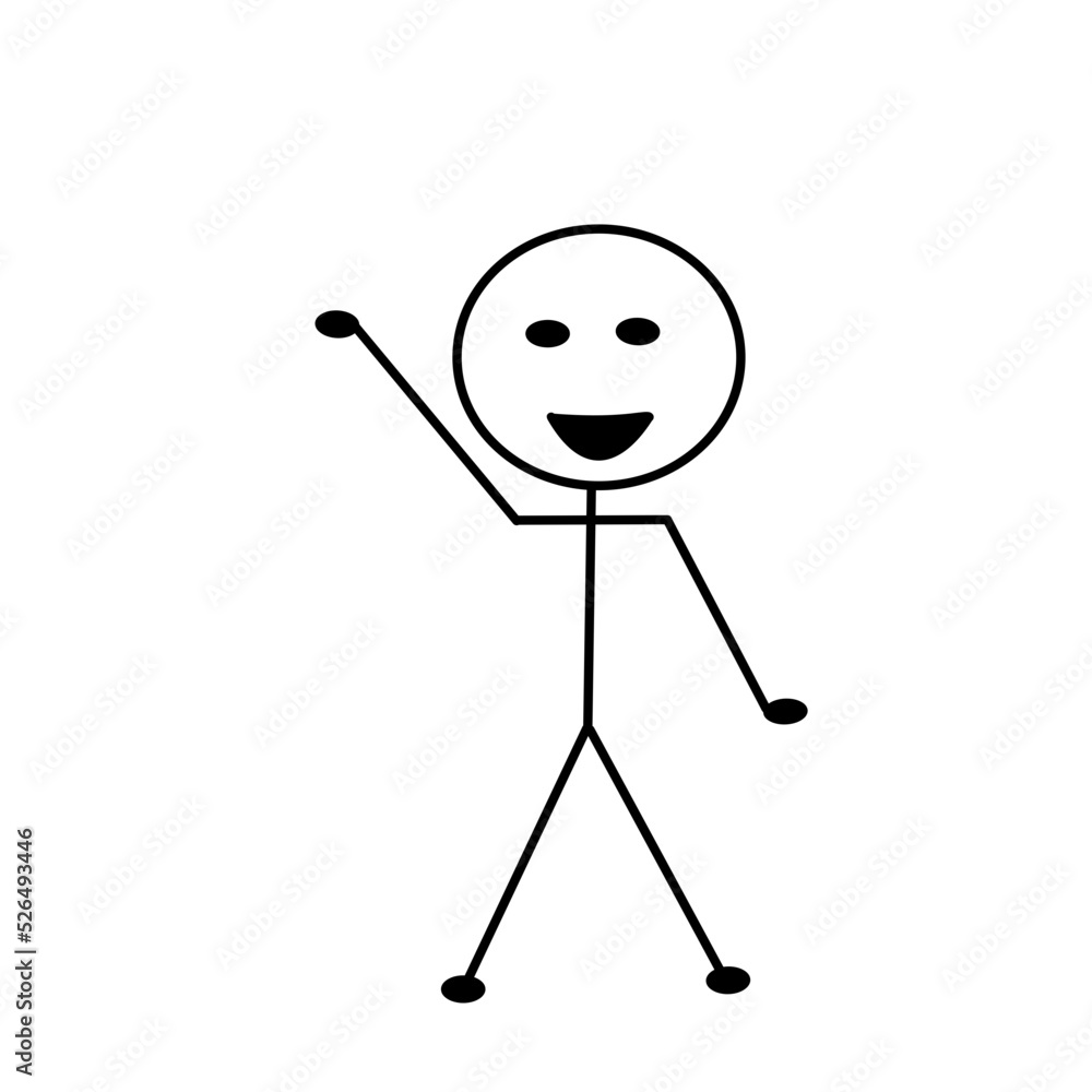 stick man with different poses of standing, running, jumping, thinking ...