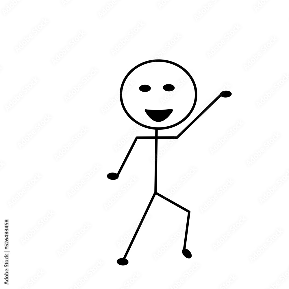 stick man with different poses of standing, running, jumping, thinking ...