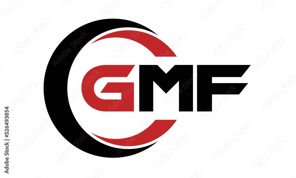 Vetor de GMF three letter swoosh logo design vector template | monogram ...