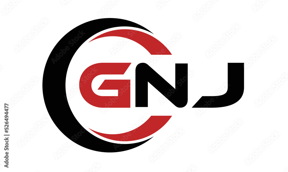 GNJ three letter swoosh logo design vector template | monogram logo ...