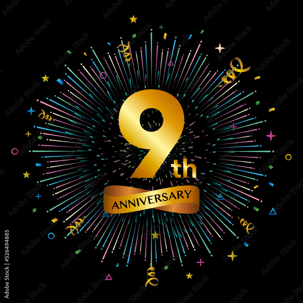 9th anniversary celebration logotype. Golden anniversary celebration ...