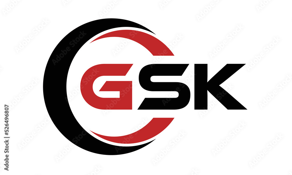 GSK three letter swoosh logo design vector template | monogram logo ...