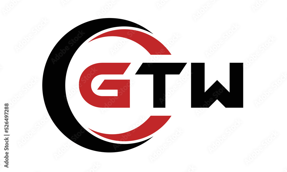 GTW three letter swoosh logo design vector template | monogram logo ...