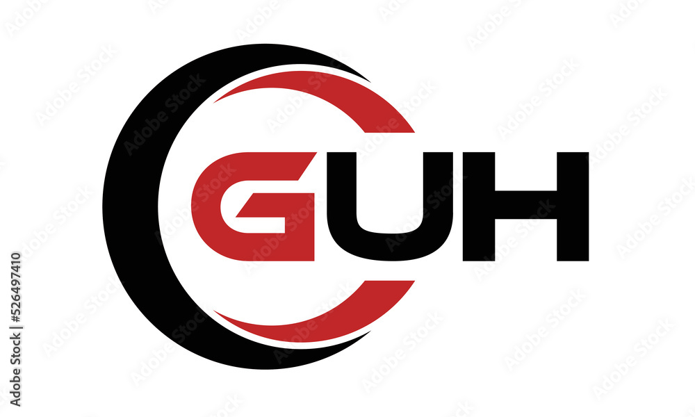 GUH three letter swoosh logo design vector template | monogram logo ...