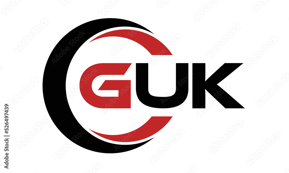 GUK three letter swoosh logo design vector template | monogram logo ...