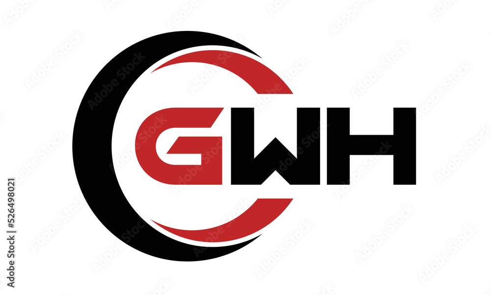 GWH three letter swoosh logo design vector template | monogram logo ...