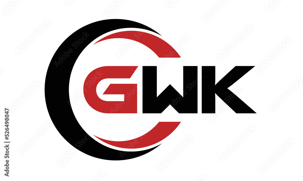 GWK three letter swoosh logo design vector template | monogram logo ...